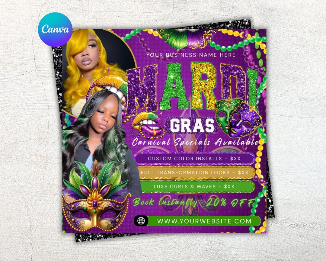 Mardi Gras Bookings and Appointments Flyer - Etsy