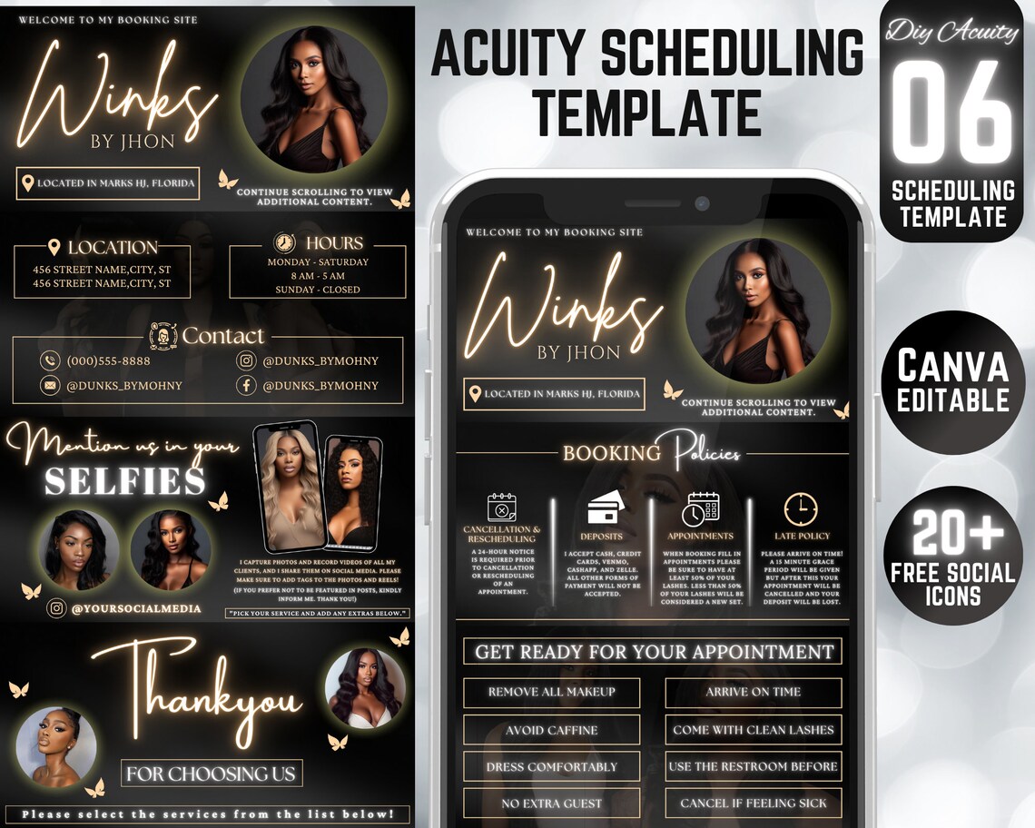 06 Editable Acuity Template Hair Stylist Acuity Scheduling - Etsy