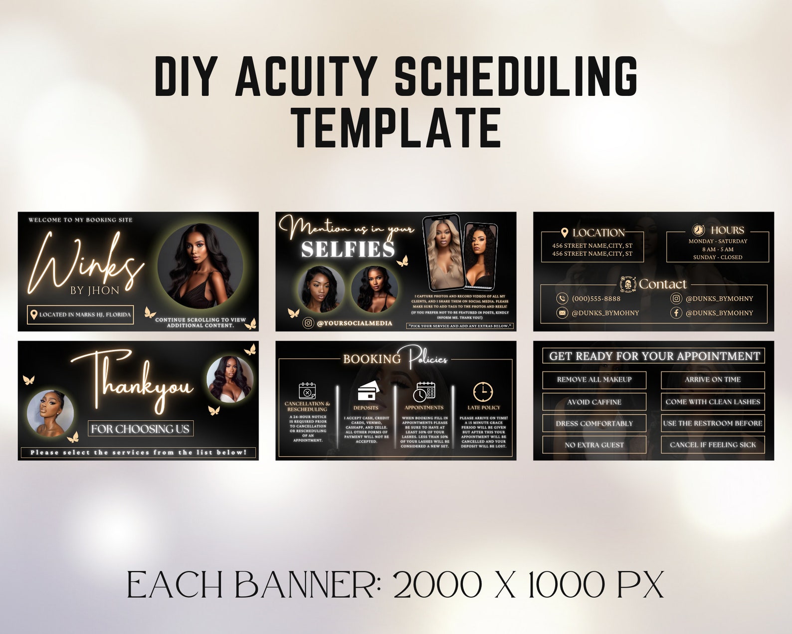 06 Editable Acuity Template Hair Stylist Acuity Scheduling - Etsy