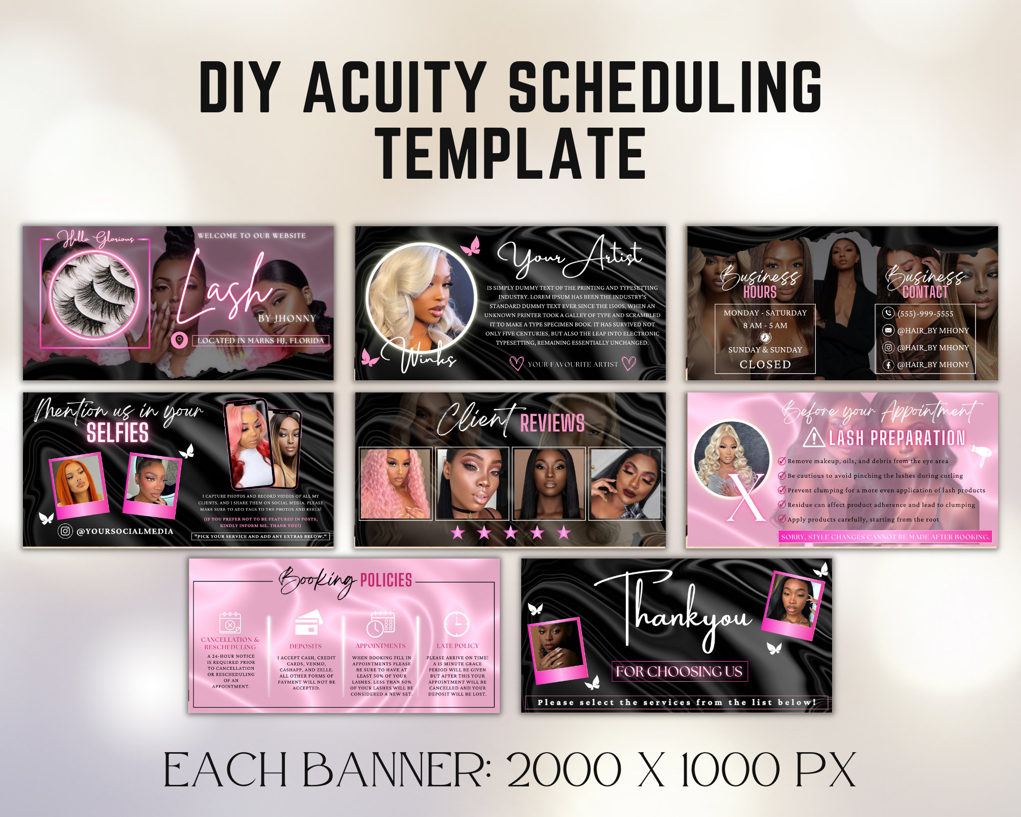 10 DIY Acuity Site Acuity Scheduling Template Lashstylist Canva ...