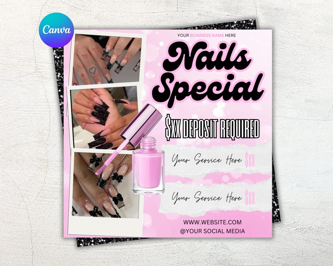 Nails Special Flyer Template, Nail Booking Flyer, Nails Appoitment ...
