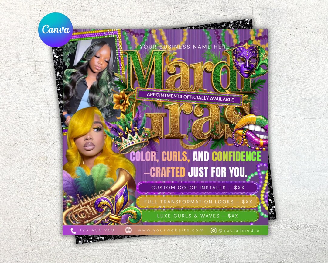 Mardi Gras Bookings and Appointments Flyer - Etsy