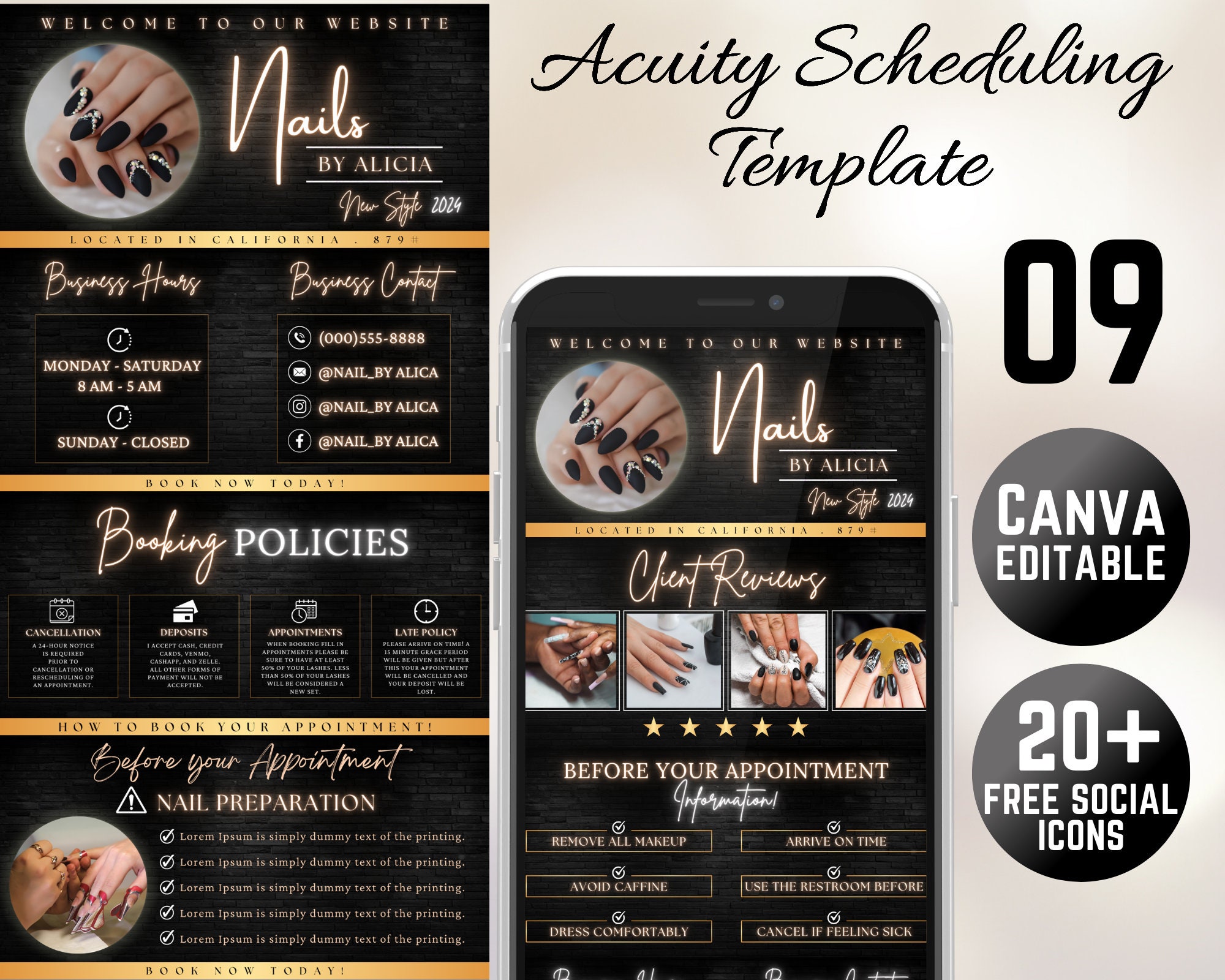 Editable Acuity Template, Nail Tech Acuity Scheduling Template, Nail ...