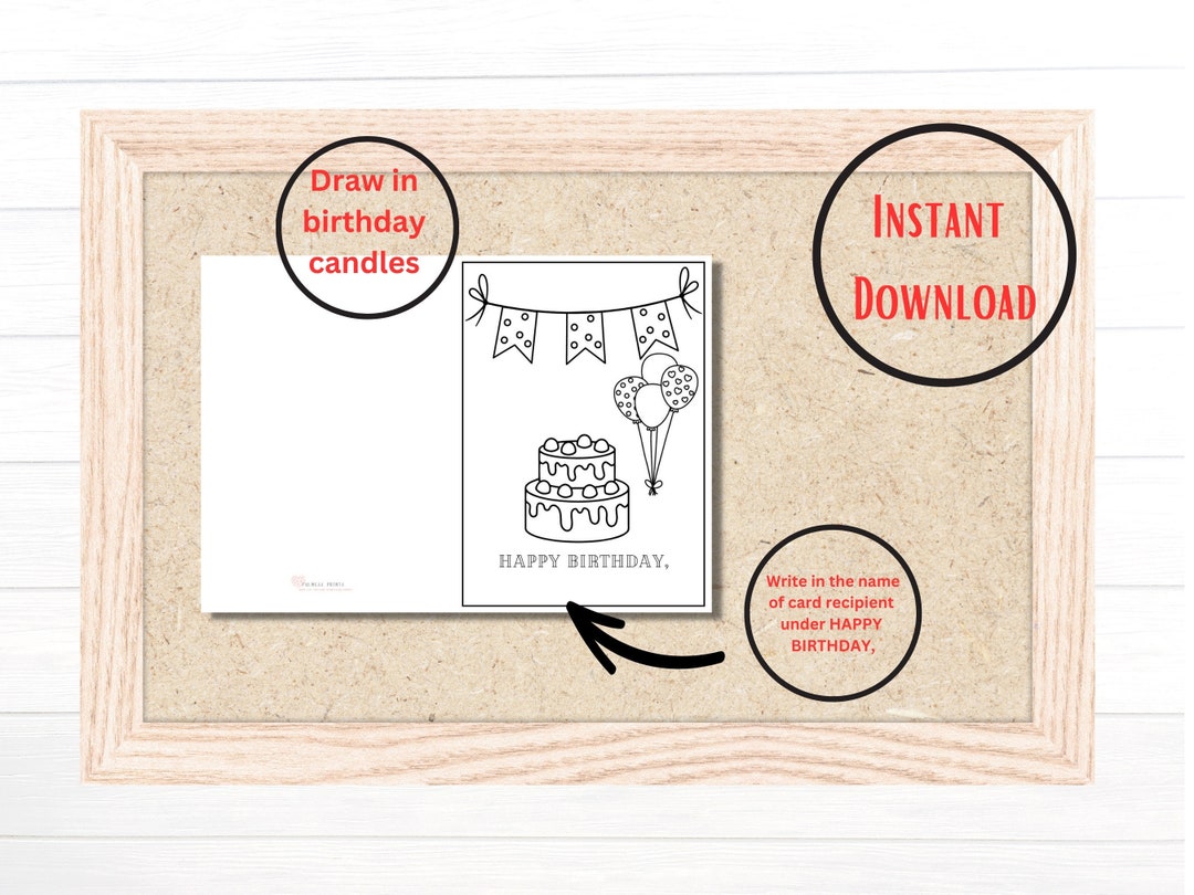 Color in Birthday Card for Kids, Kid Bday Card, Birthday Printable Card ...