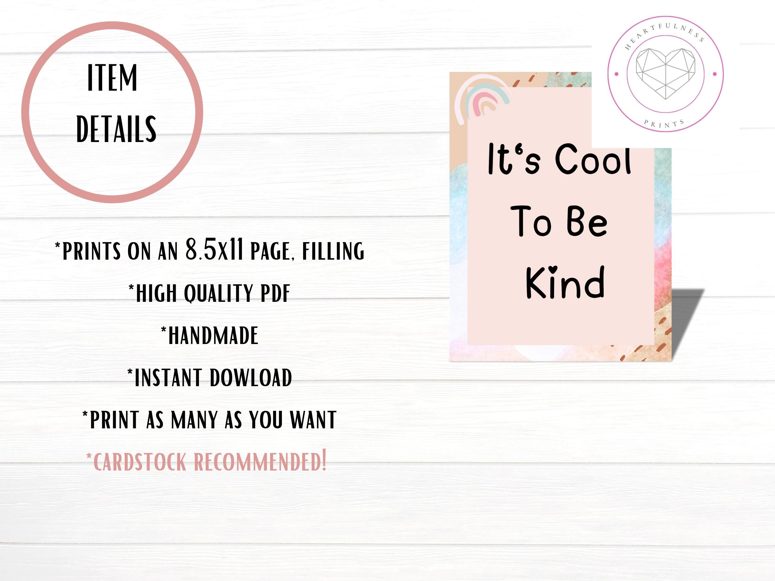 It's Cool to Be Kind, Cool to Be Kind Printable, Cool to Be Kind Sign ...