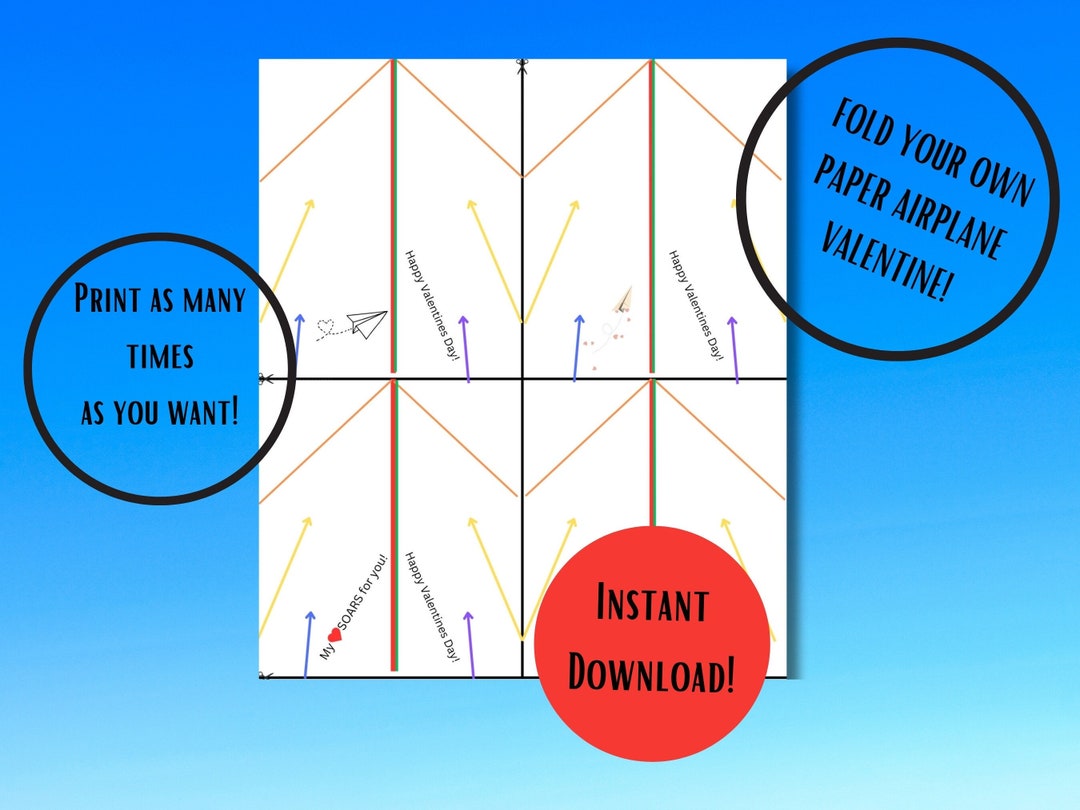 Paper Airplane Valentines, Valentine's Day, Valentine Printable ...