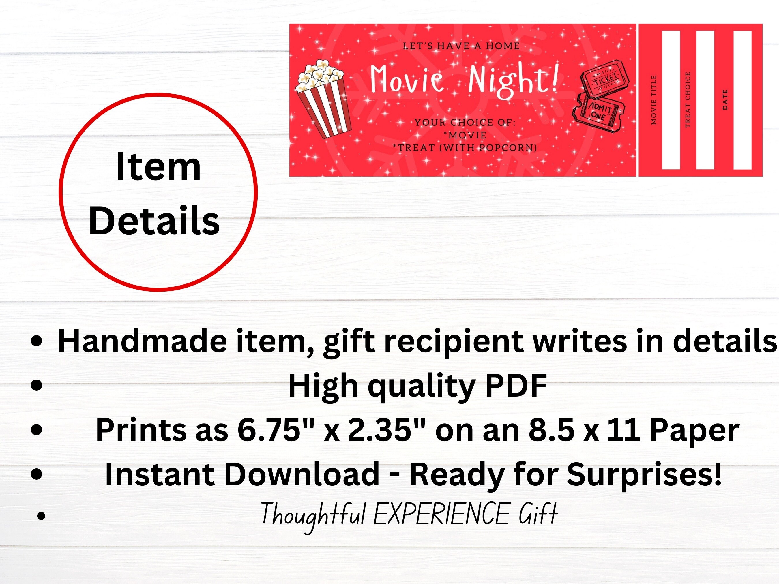 Instant Download Movie Night Experience Gift I Movie Night at Home ...