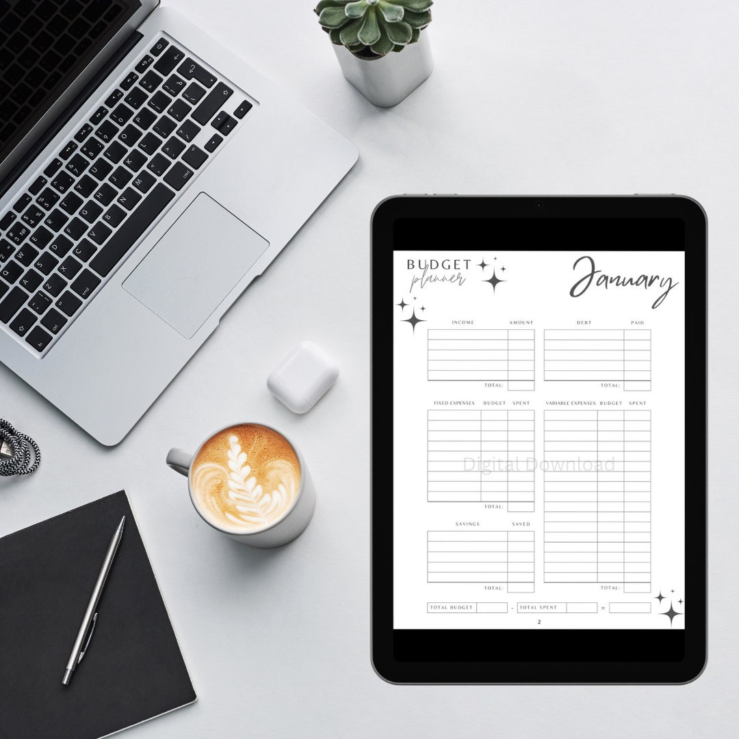 Monthly Budget Planner Editable in Canva, Digital Download, Printable ...