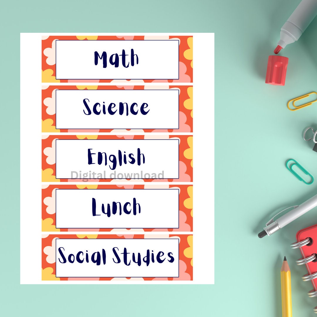 Notebook Subject Labels, Name Tags | Colorful Labels for Classes ...
