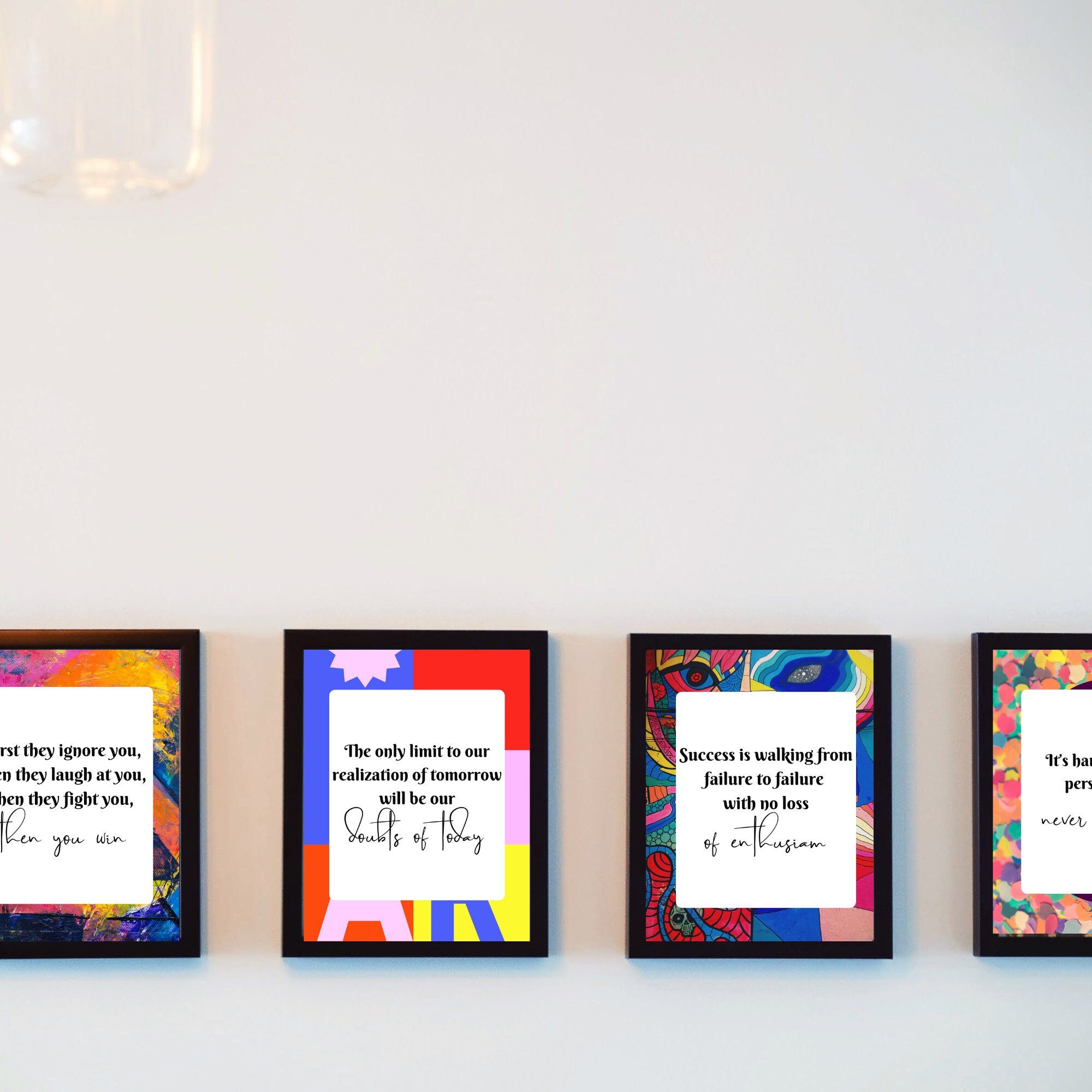 Inspirational Quotes Wall Decor Motivational & Positive Set of 6 Color ...