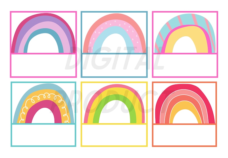 Colorful Rainbow Name Tag, Labels for Classrooms, Gifts, Events, and ...