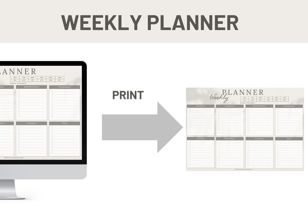 Weekly Planner / Minimal Weekly Schedule / Weekly Organiser / Pdf ...