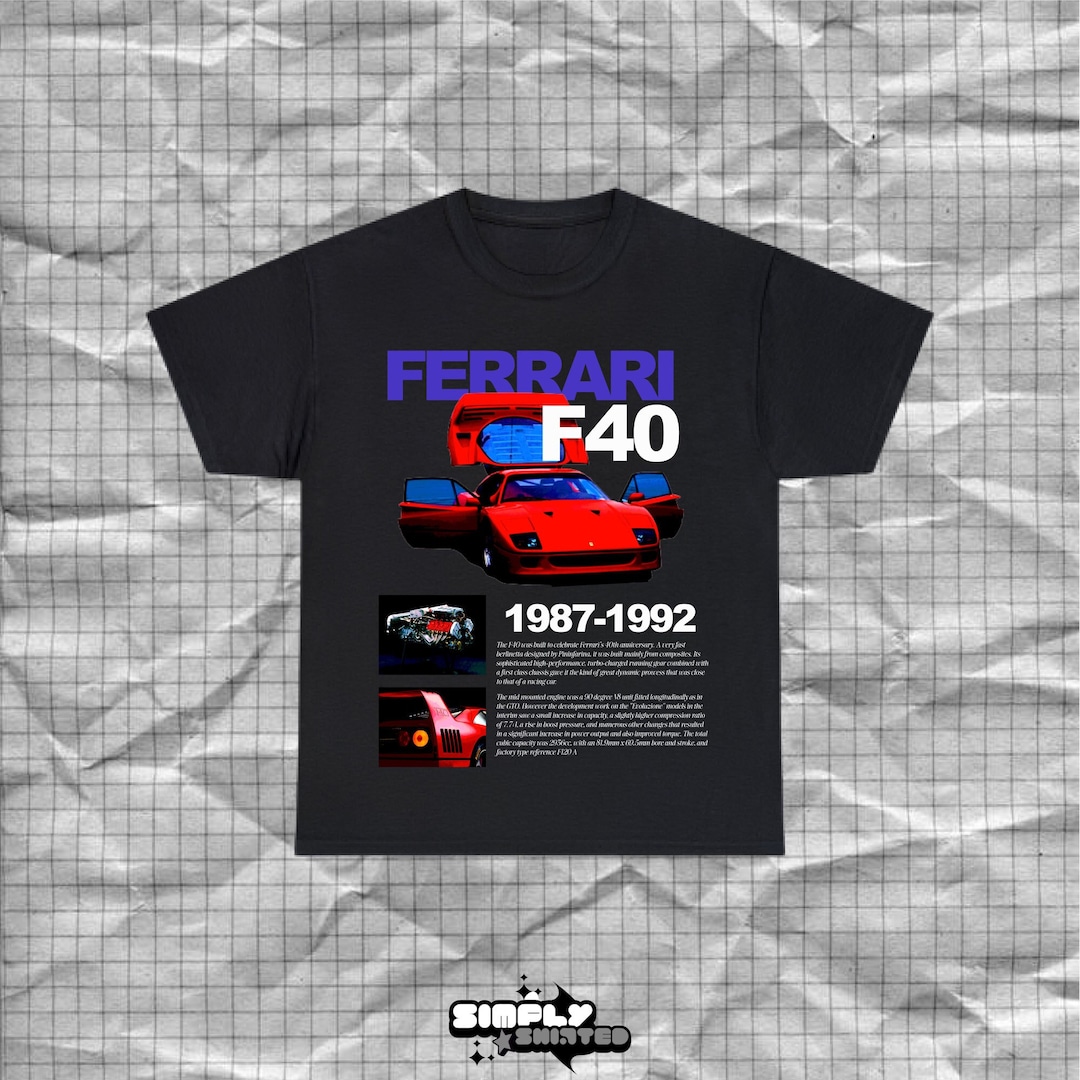 Unisex Ferrari Graphic Tee, Retro Ferrari F40 T-shirt, 90s Ferrari ...