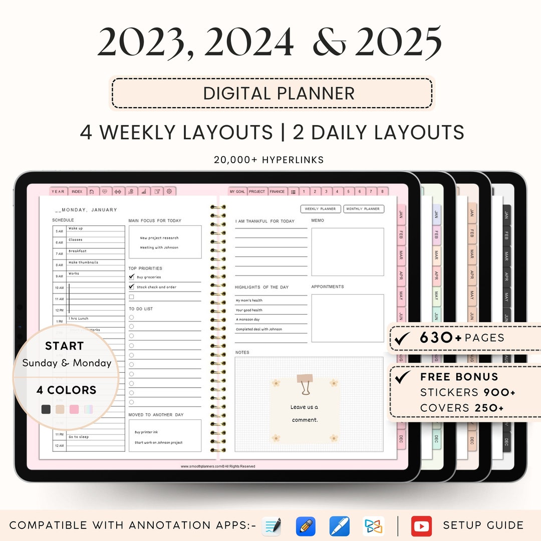 Digital Planner Dated Goodnotes Planner Daily Planner - Etsy