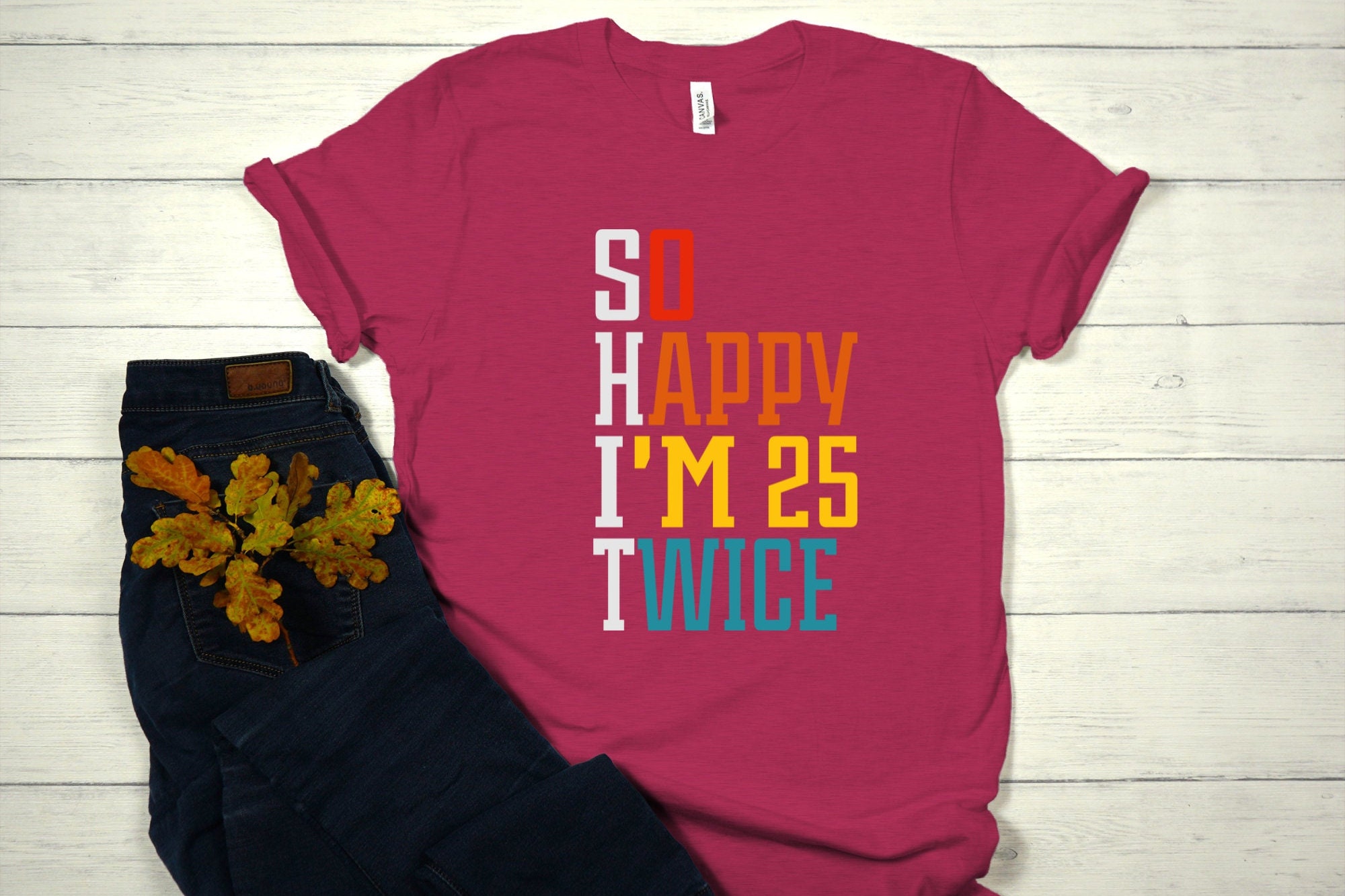 So Happy I'm 25 Twice Shirt, Funny 50th Birthday Gift, 50th Birthday Sweater, Vintage 1974 Shirt ...