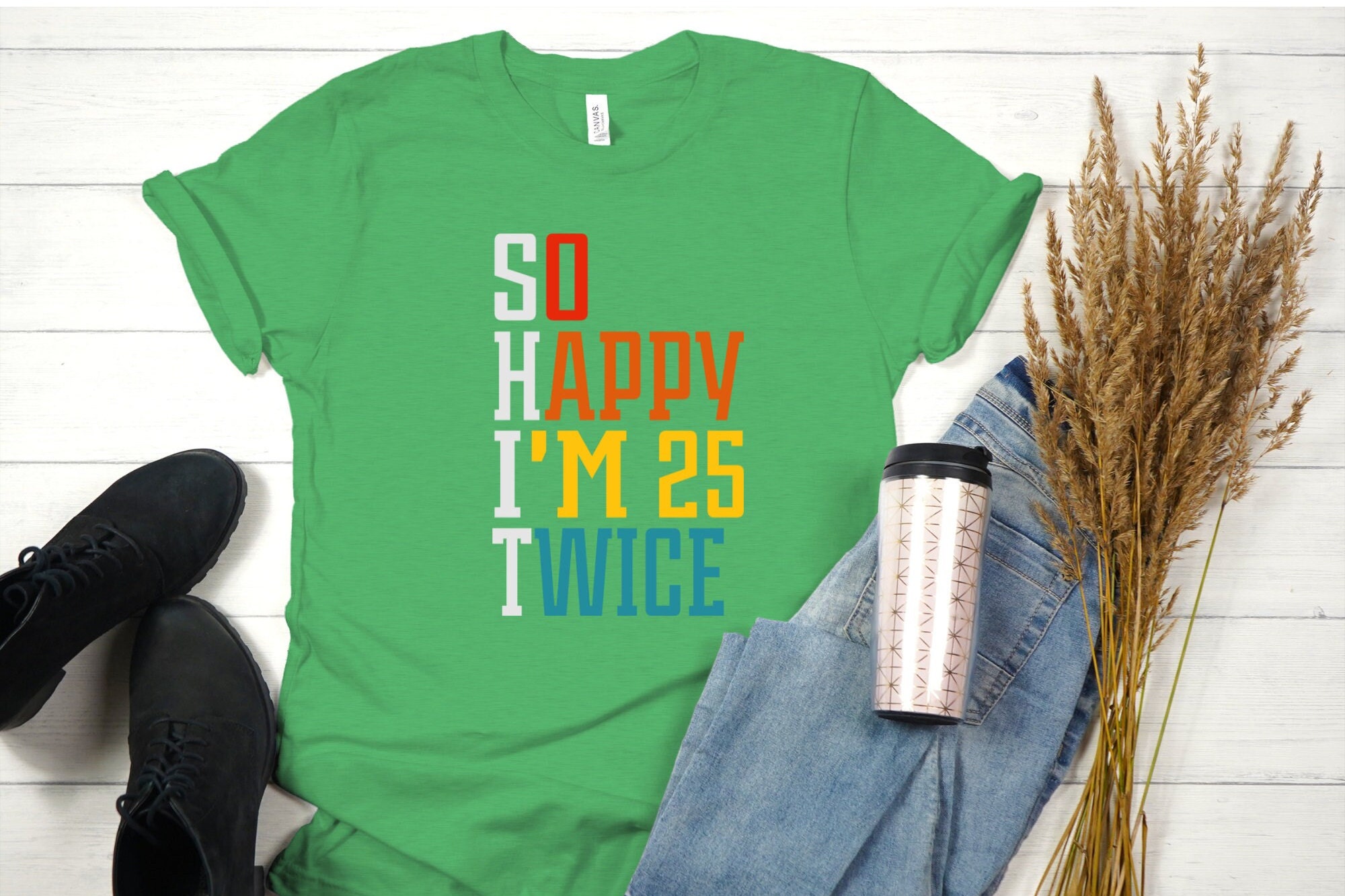 So Happy I'm 25 Twice Shirt, Funny 50th Birthday Gift, 50th Birthday Sweater, Vintage 1974 Shirt ...