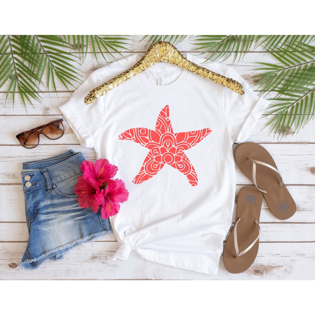 Red Mandala Starfish Shirt, Cute Starfish Mandala, Starfish Zentangle ...