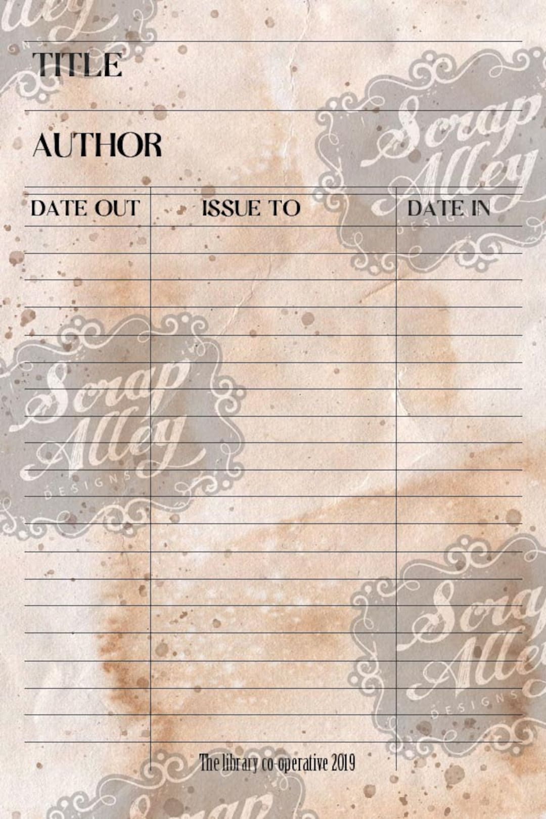 Library Card Vintage Style, Digital Download, Rustic - Etsy