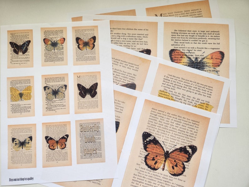Printable A5 Butterfly Book Page Art Journaling Textures Digital ...