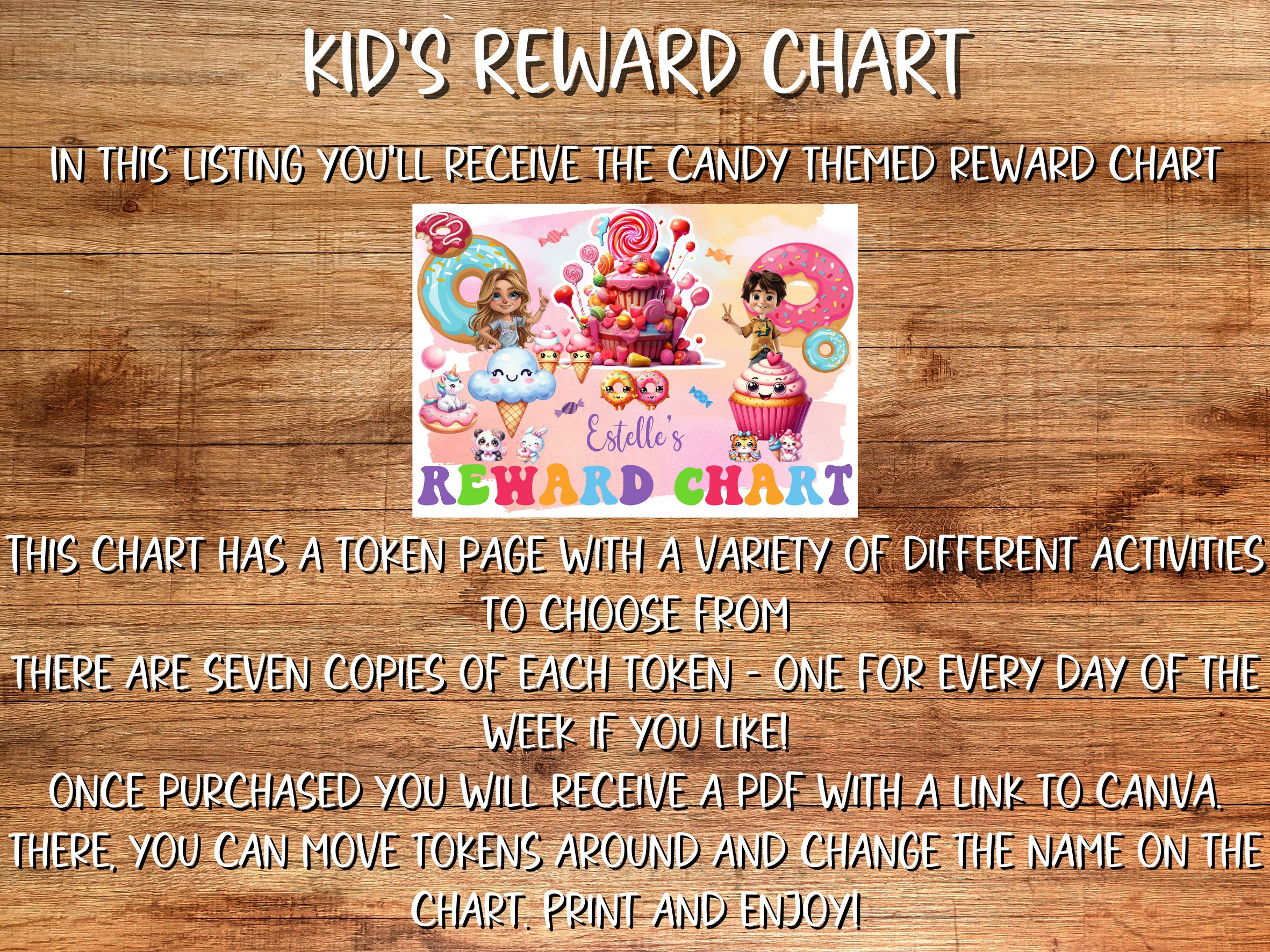 Digital Kids Reward Chart, Candy Theme Printable, Behavior Chart ...