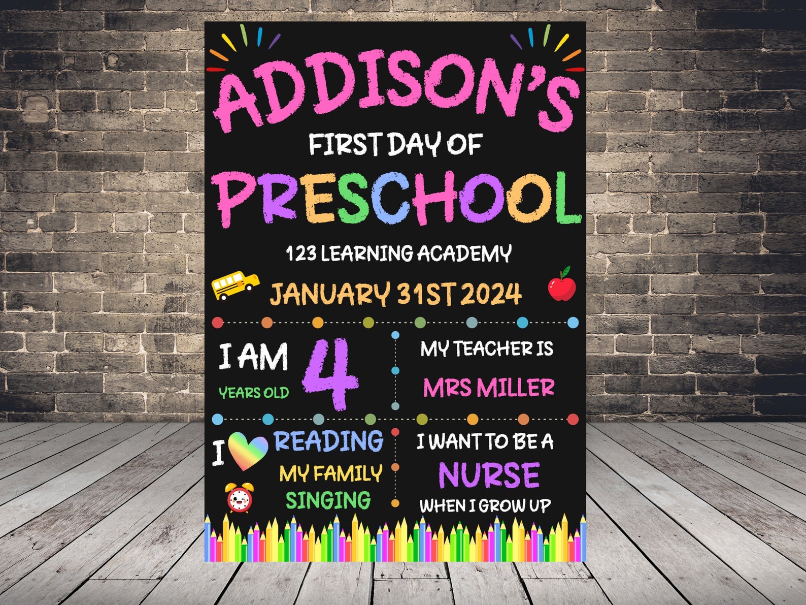 First Day of School Sign | Preschool | Editable Sign | Back to School ...