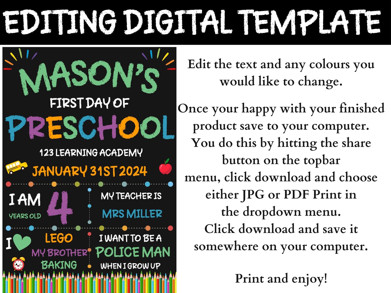 First Day of School Sign | 5th Grade | Editable Sign | Back to School ...