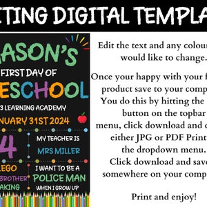 First Day of School Sign | 5th Grade | Editable Sign | Back to School ...