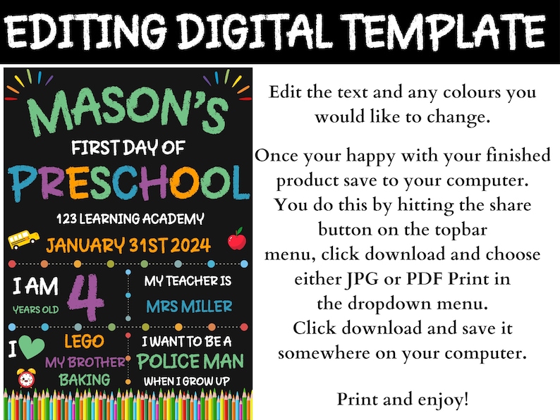 First Day of School Sign | 5th Grade | Editable Sign | Back to School ...