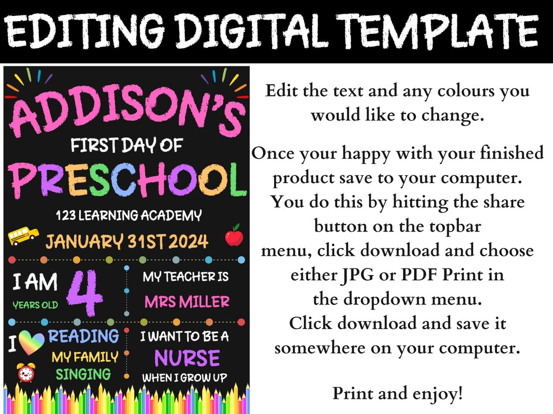 First Day of School Sign | 3rd Grade | Editable Sign | Back to School ...