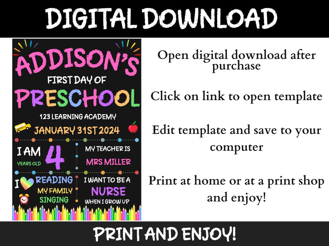 First Day of School Sign | 3rd Grade | Editable Sign | Back to School ...