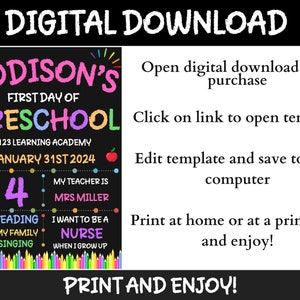 First Day of School Sign | 3rd Grade | Editable Sign | Back to School ...