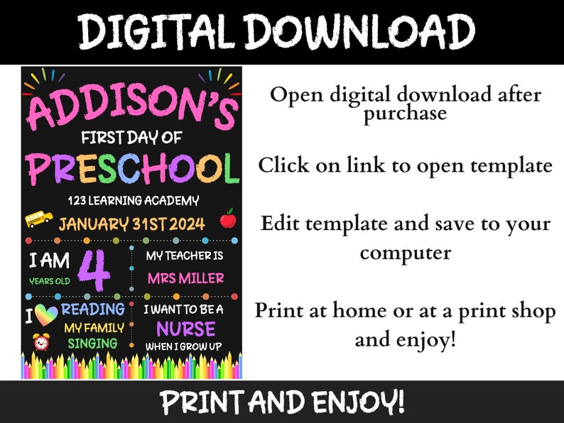 First Day of School Sign | 3rd Grade | Editable Sign | Back to School ...