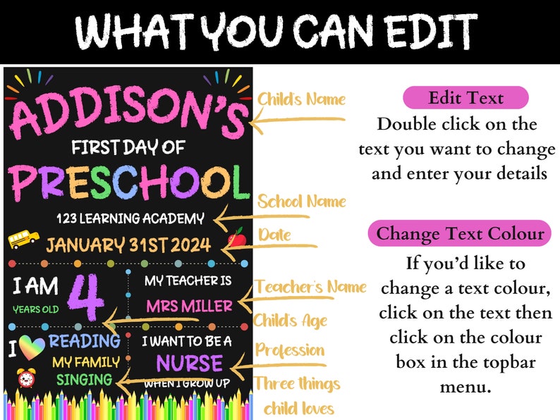 First Day of School Sign | 3rd Grade | Editable Sign | Back to School ...