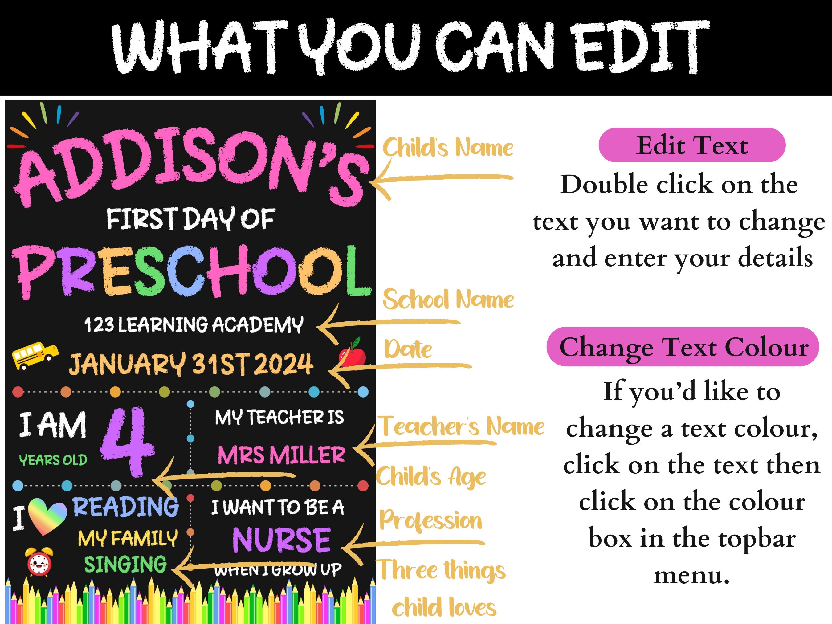 First Day of School Sign | 3rd Grade | Editable Sign | Back to School ...