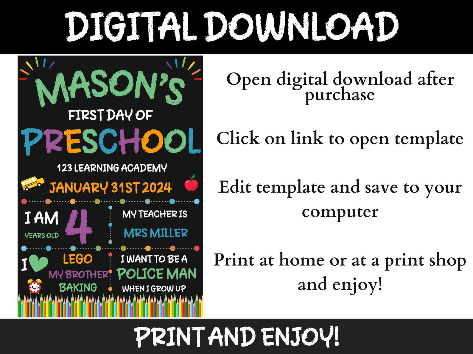 First Day of School Sign | 5th Grade | Editable Sign | Back to School ...