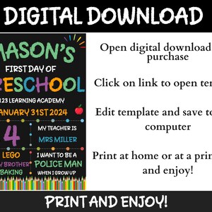 First Day of School Sign | 5th Grade | Editable Sign | Back to School ...