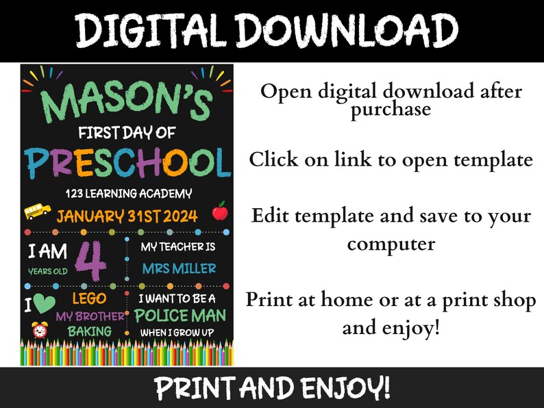 First Day of School Sign | 5th Grade | Editable Sign | Back to School ...