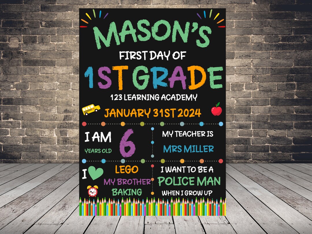 First Day of School Sign | 1st Grade | Editable Sign | Back to School ...