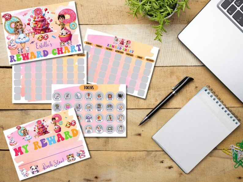 Digital Kids Reward Chart, Candy Theme Printable, Behavior Chart ...