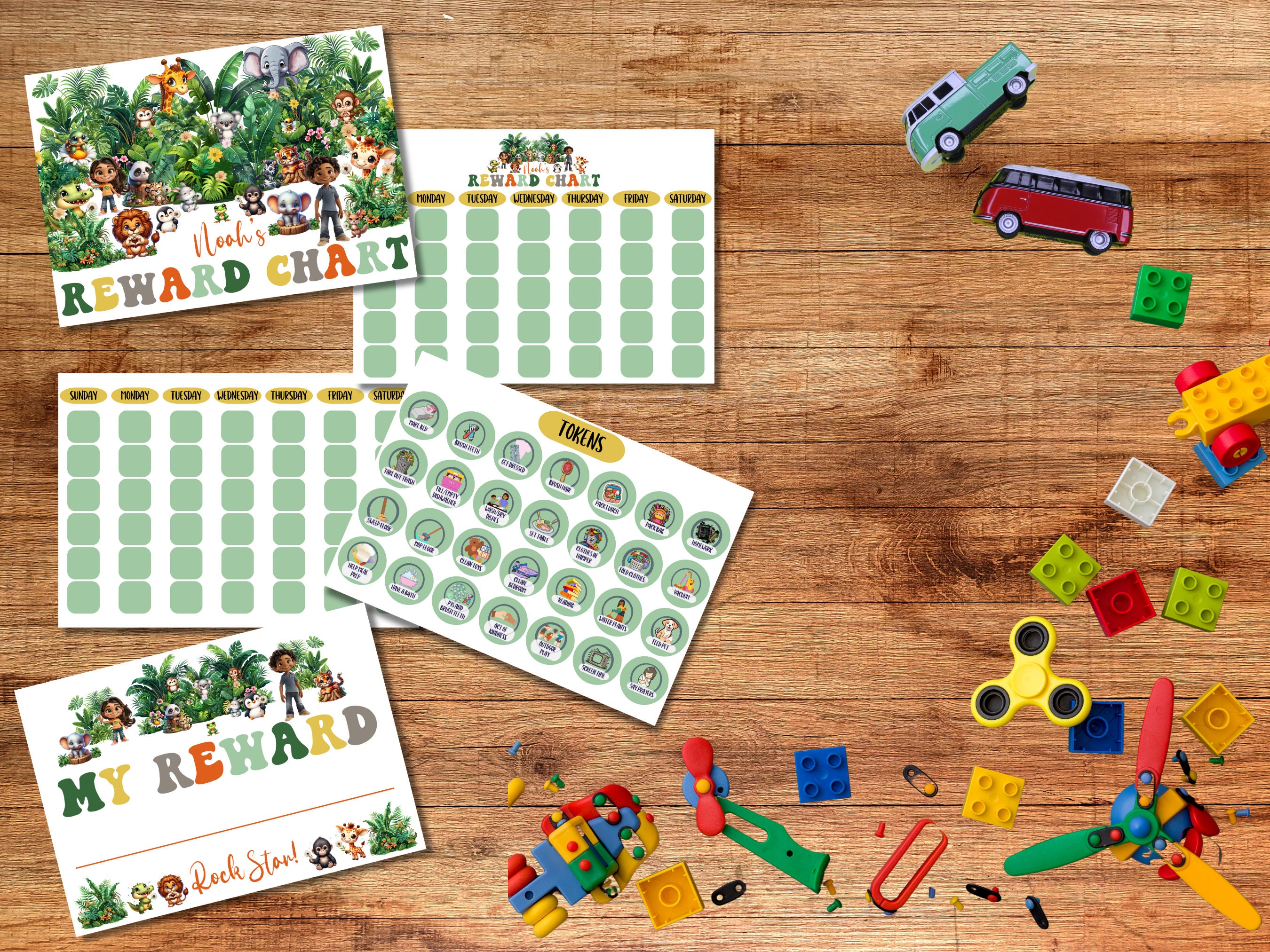 Printable Kids Reward Chart, Animal Theme, Digital Download, Behavior ...