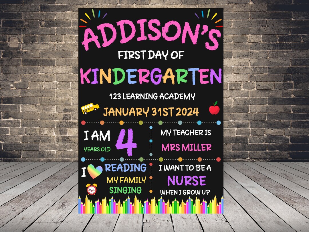 First Day of School Sign | Kindergarten | Editable Sign | Back to ...