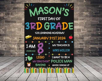 First Day of School Sign | 3rd Grade | Editable Sign | Back to School ...