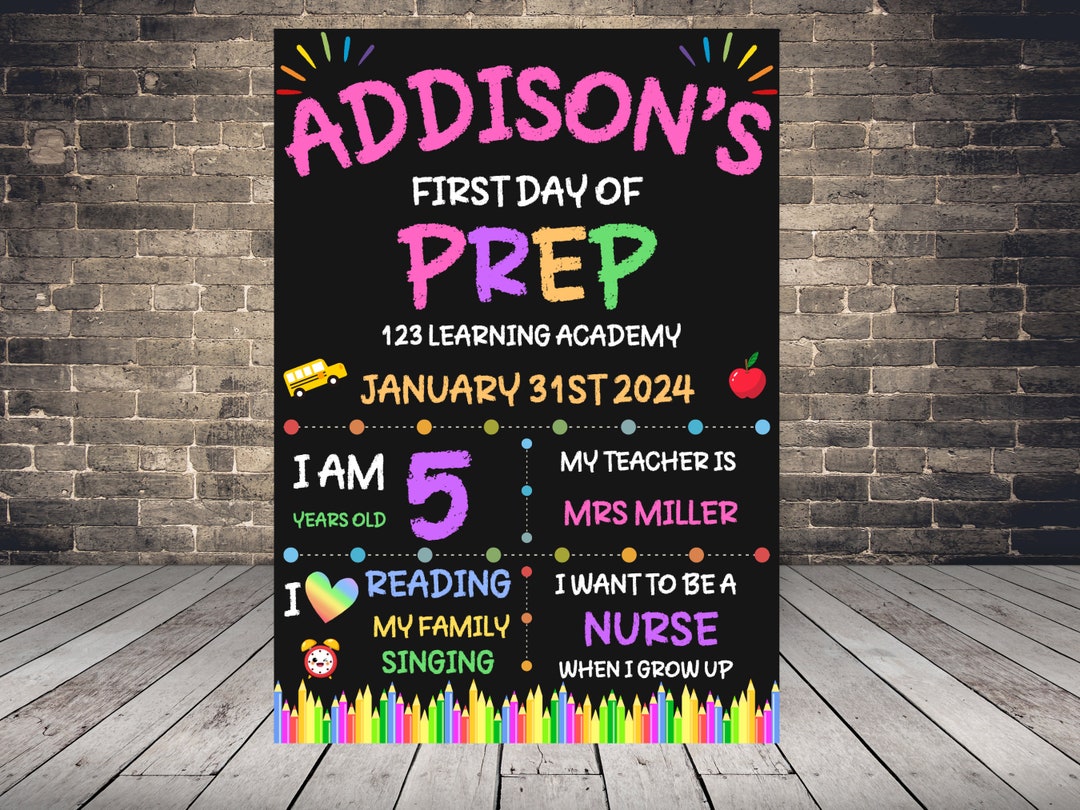 First Day of School Sign | Prep | Editable Sign | Back to School Sign ...