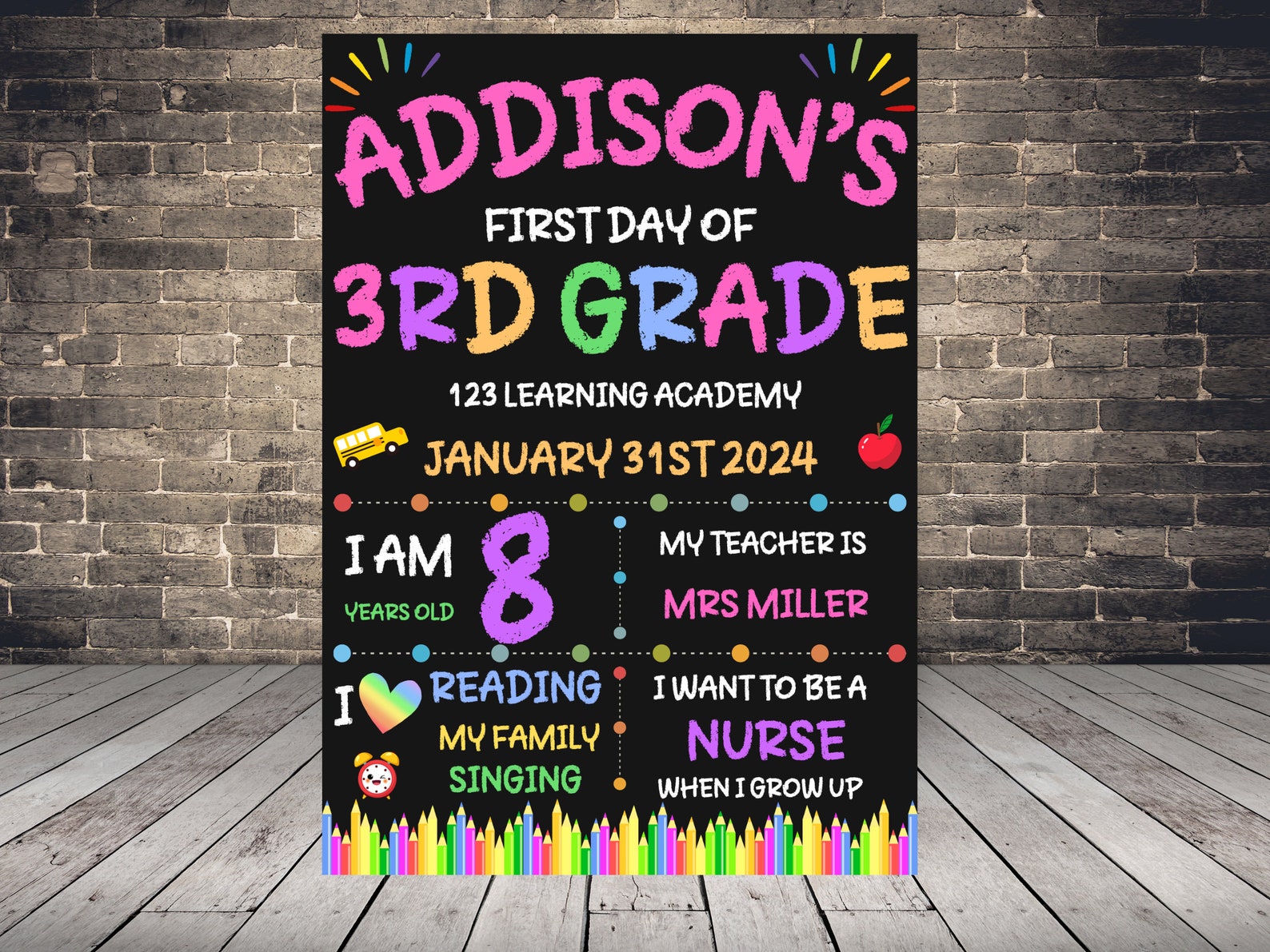 First Day of School Sign | 3rd Grade | Editable Sign | Back to School ...