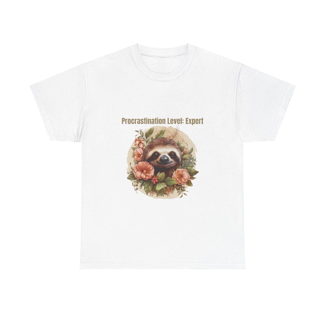 Funny Sloth Procrastination Level Expert T-shirt, Student Gift, Office ...