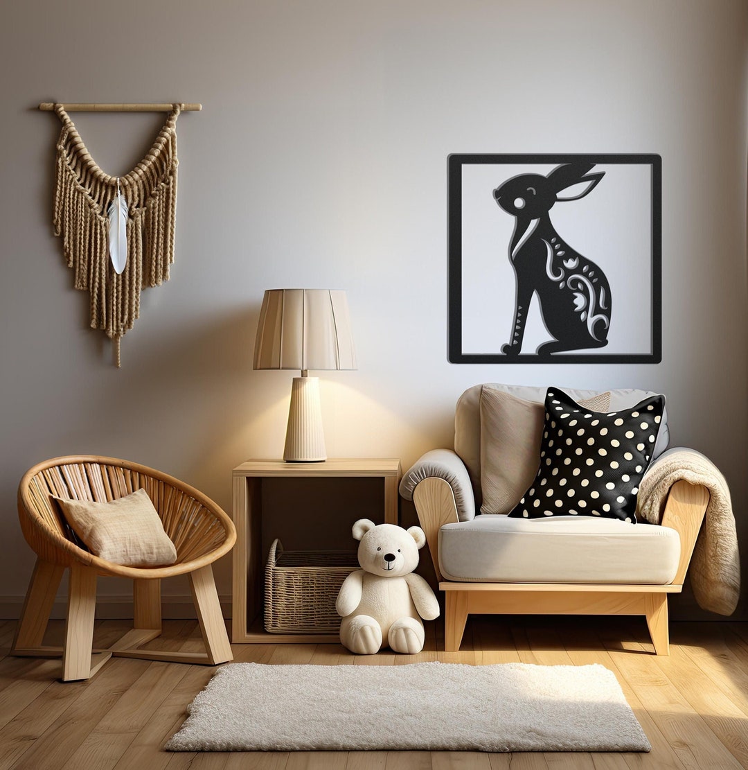 RABBIT Metal Wall Art Easy to Hang Nature Animal Metal Art - Etsy