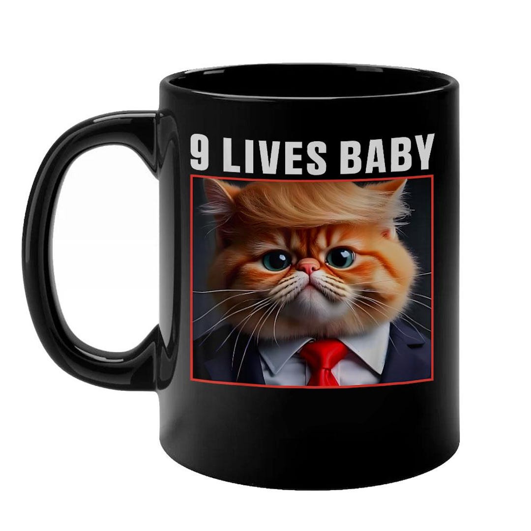 Cat Trump 9 Lives Baby Black 11oz and 15oz Mug - Donald Trump 2024 ...