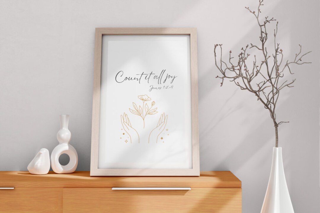 Count It All Joy Poster Christian Bible Verse Wall Art Christian ...