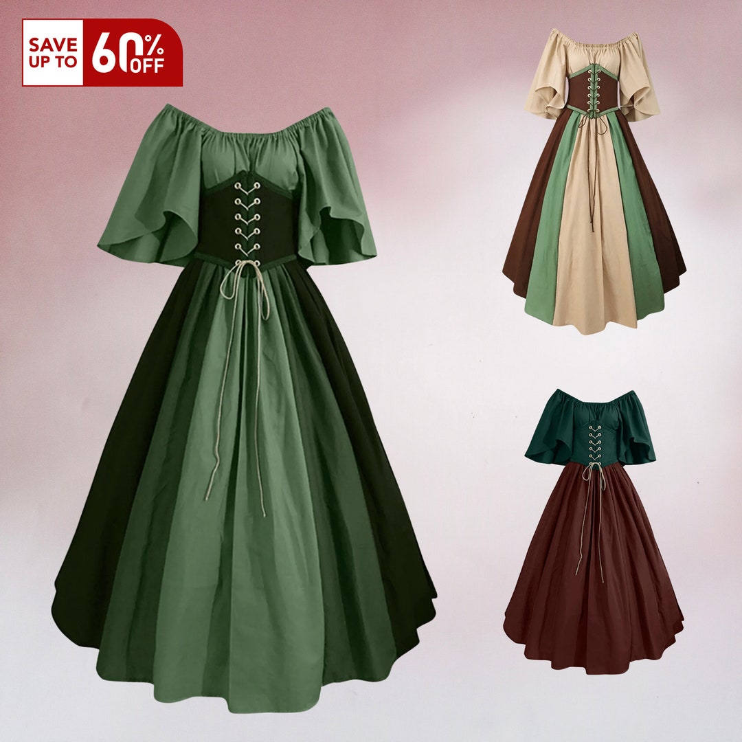 Ren Fair Corset Prom Dress, Medieval Prom Dress Woman, Fantasy Cosplay ...