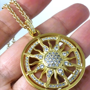 Pave Sun Pendant Boho Pendant Diamond Sun Pendant Summer Jewelry in ...